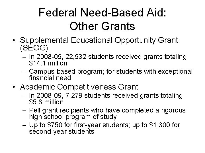 An Overview of Student Financial Aid Prepared by