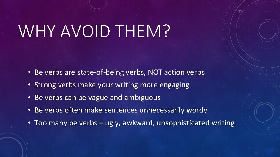 TO BE OR NOT TO BE ELIMINATING BE