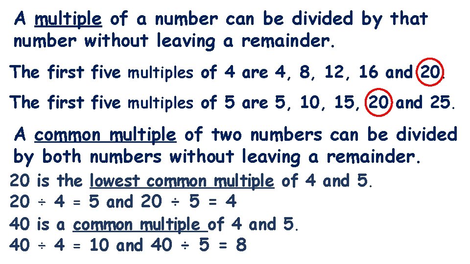 x Numbers Year 5 6 Multiples factors primes