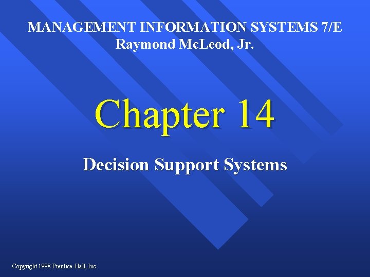 MANAGEMENT INFORMATION SYSTEMS 7E Raymond Mc Leod Jr
