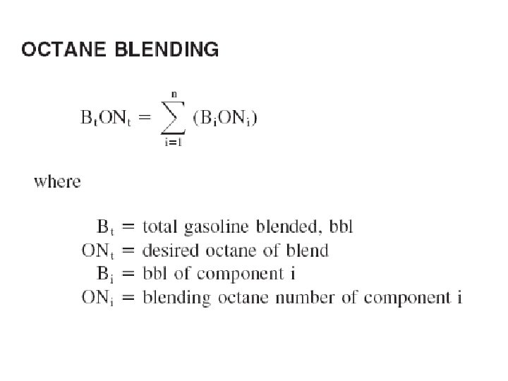 Blending process The desired RVP of a gasoline
