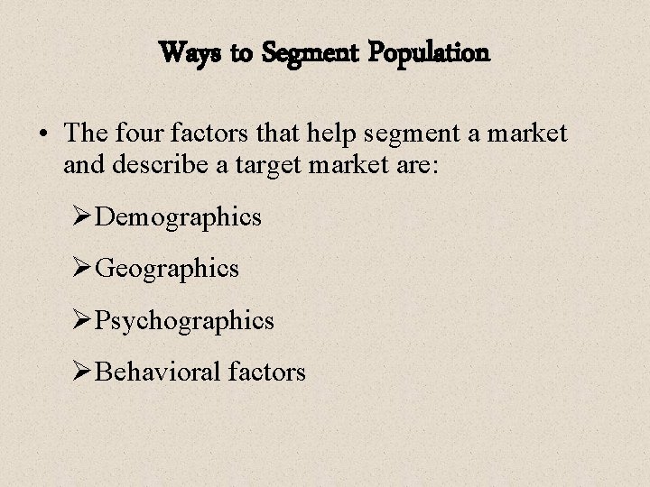 Marketing Segmentation Unit 1 Chapter 2 Market Segmentation
