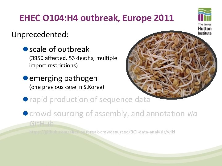 Outbreak of E coli O 104 H 4