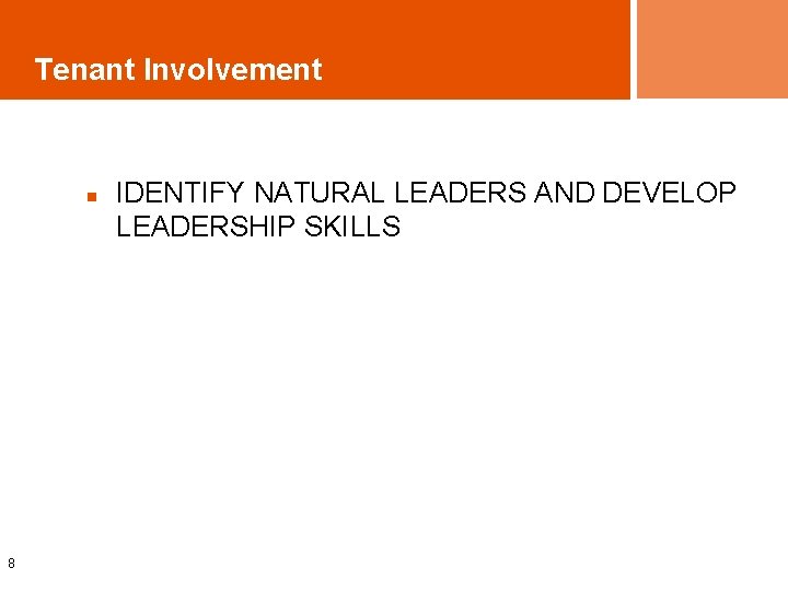 Tenant Participation in Supportive Housing Anne Cory Corporation