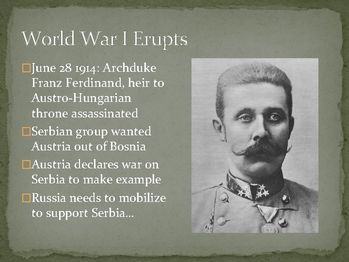 World War I The causes of World War