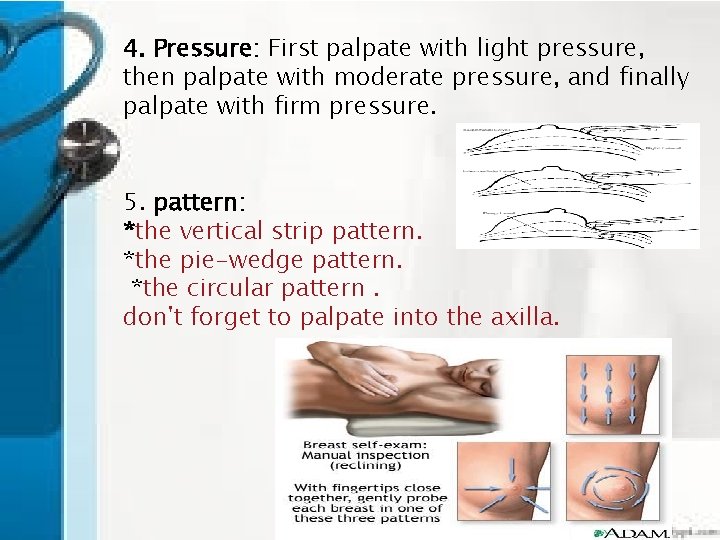 Breast self Examination Definition Is a method of