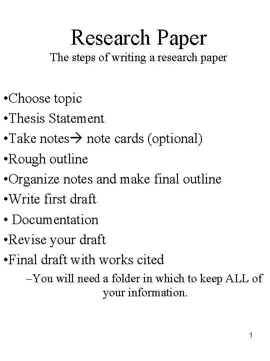 Research Paper The steps of writing a research