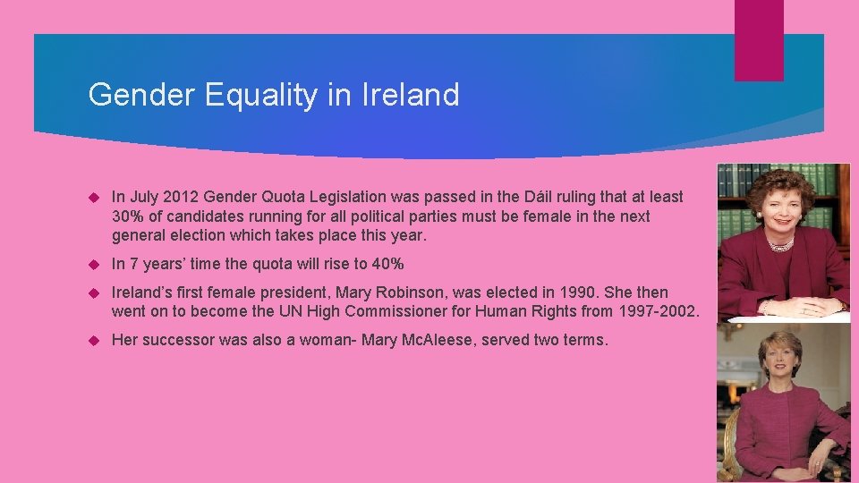 Gender Equality BY OLIVIA DALY UNICEF Ireland Who