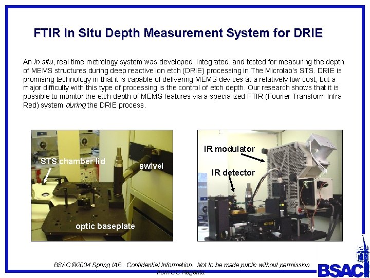 FTIR In Situ Depth Measurement System for DRIE