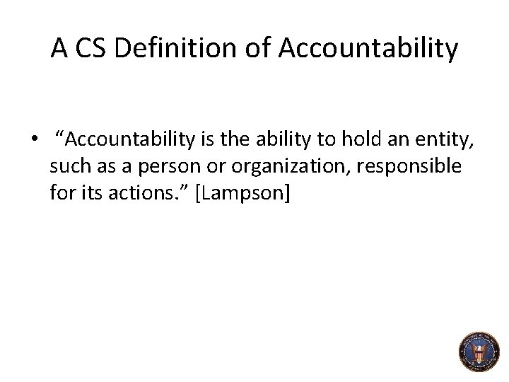 Accountability Deterrence and Identifiability Aaron D Jaggard U