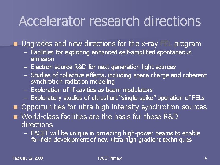 Lab Overview and Future Onsite Facilities Persis S
