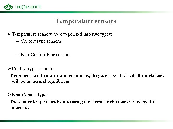 ECGR 6185 Advanced Embedded Systems TEMPERATURE SENSORS Thermocouples