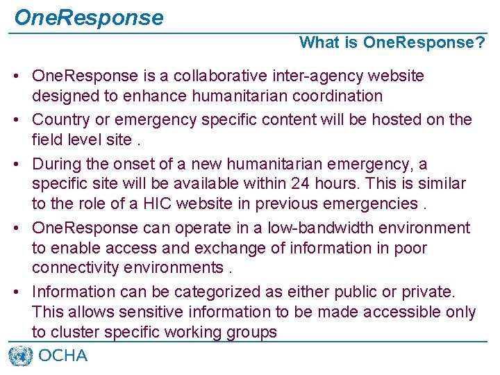 One Response One Response Overview Background What is
