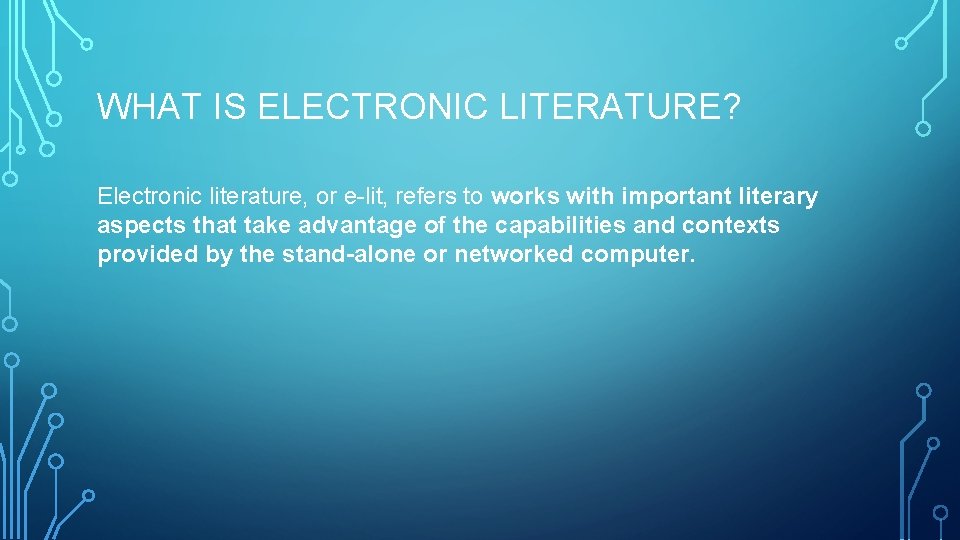 DIGITAL GENRES LECTURE 1 INTRODUCTION TO ELECTRONIC LITERTURE