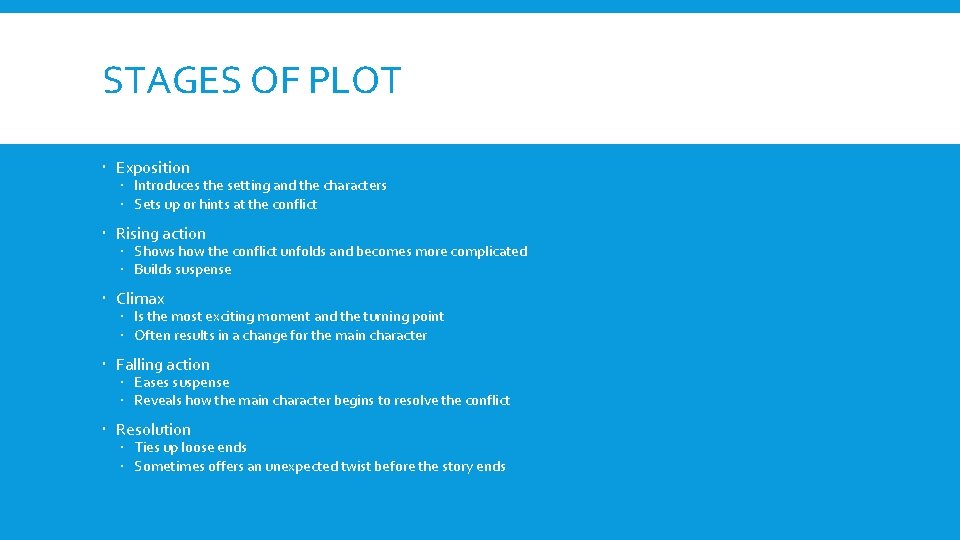 ELEMENTS OF LITERATURE LITERARY GENRES Fiction Short stories
