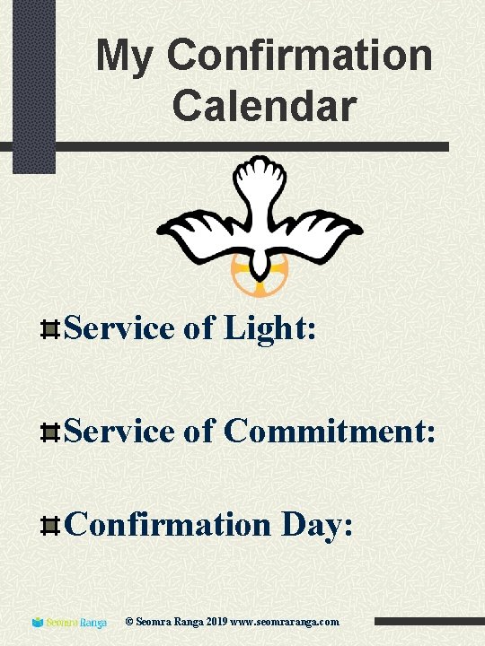 My Confirmation Calendar Service of Light Service of