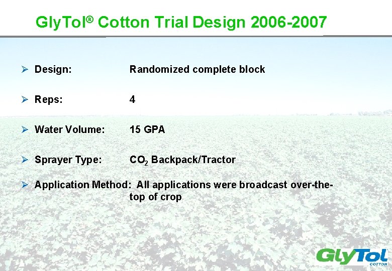 Innovations in Weed Control Gly Tol Herbicide Tolerant