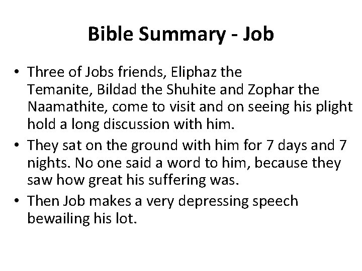 Bible Summary Job The tale of Job could