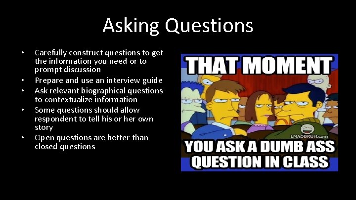 Preparing for your documentary CONDUCTING INTERVIEWS Before You