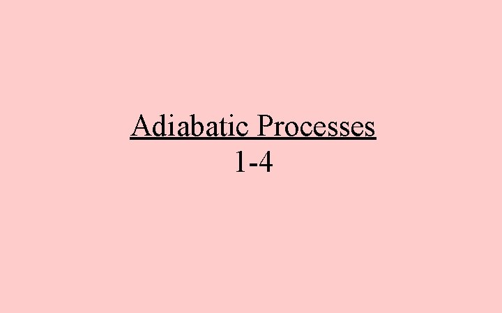 Adiabatic Processes Contents Basic Concept Example Whiteboards Adiabatic