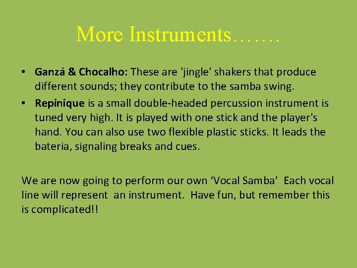 Music of Brazil Cuba Trinidad and Tobago Samba