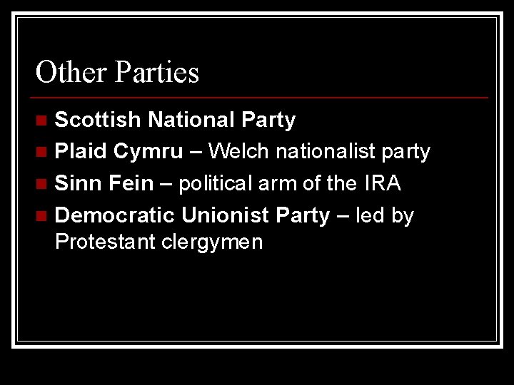 British Political Parties A Multiple Party System with