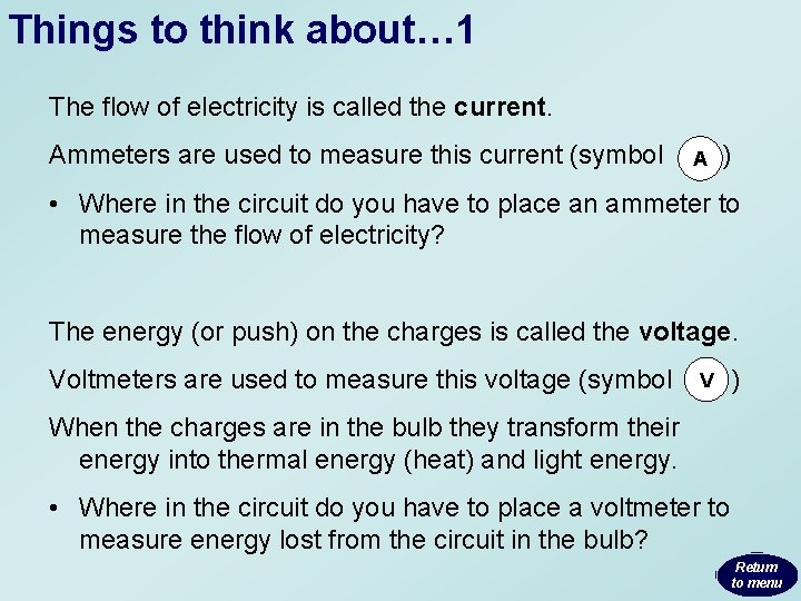 Electricity model Contents Introducing the model A series