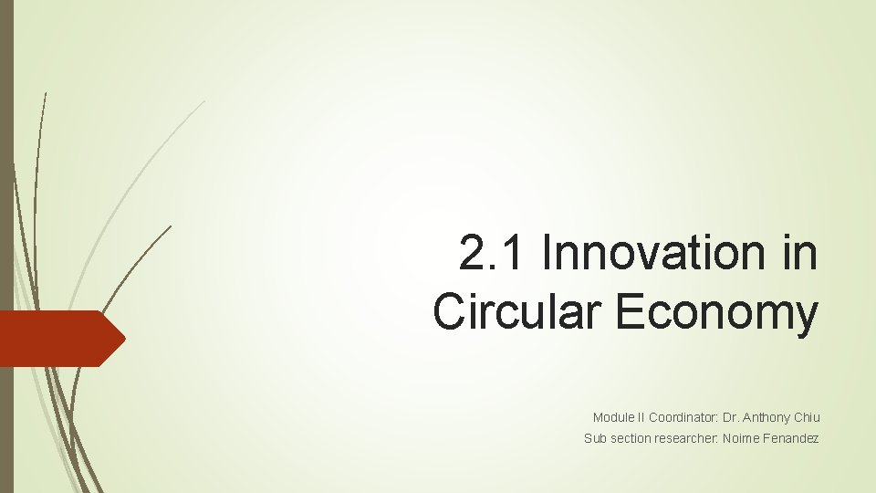 2 1 Innovation in Circular Economy Module II