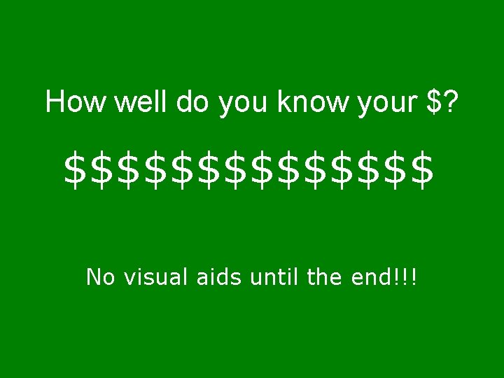 How well do you know your No visual