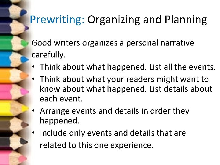Reading Writing Workshop Personal Narrative What makes a
