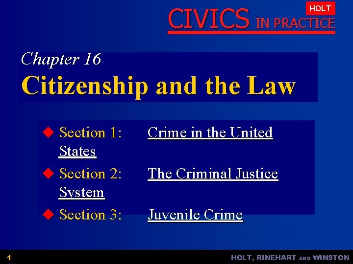 CIVICS IN PRACTICE HOLT Chapter 16 Citizenship and