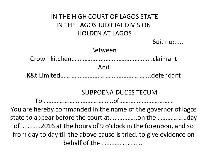 IN THE HIGH COURT OF LAGOS STATE IN