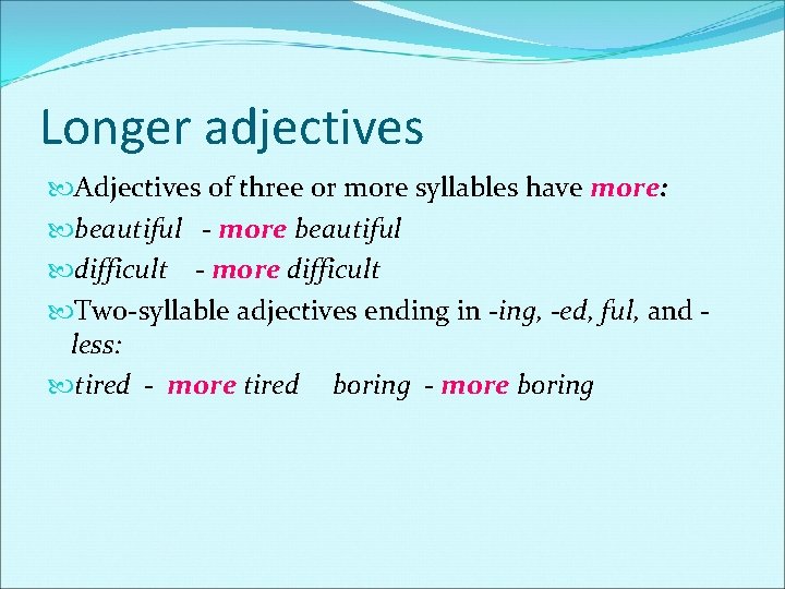 Comparisons ESL High Beginners Comparative adjectives Onesyllable ...