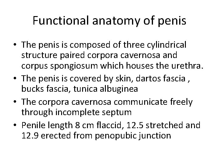 Erectile dysfunction Functional anatomy of penis The penis