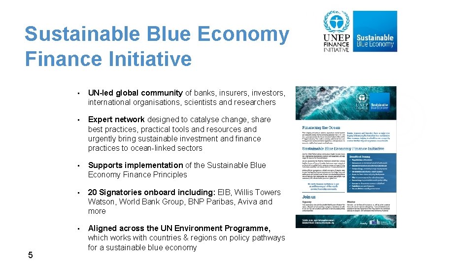 Sustainable Blue Economy Finance Initiative Global Forum on