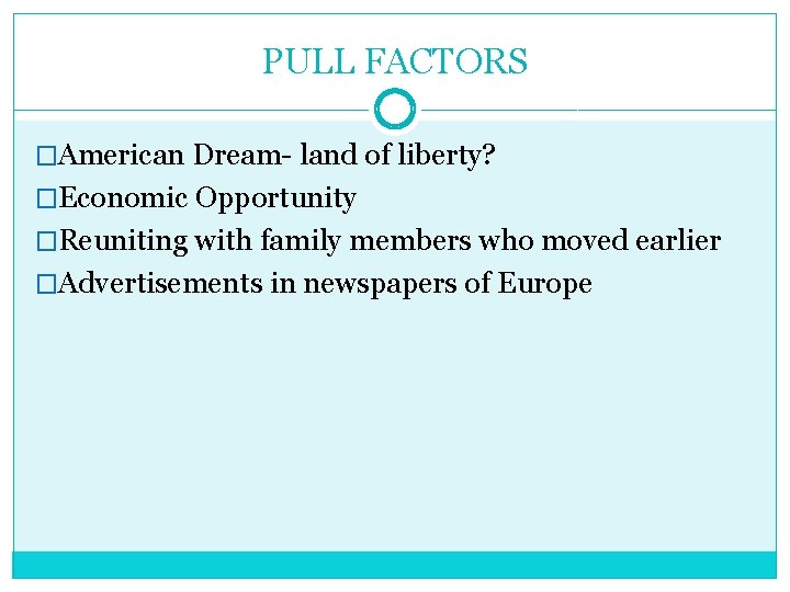 Immigration A BRIEF OVERVIEW OLD vs NEW IMMIGRANTS