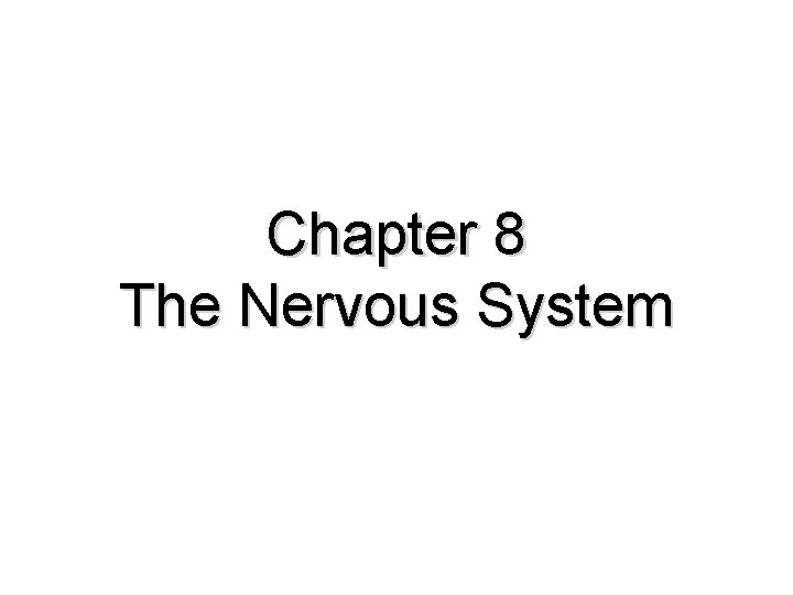 Chapter 8 The Nervous System Nervous System Three