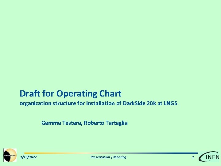 Draft for Operating Chart organization structure for installation