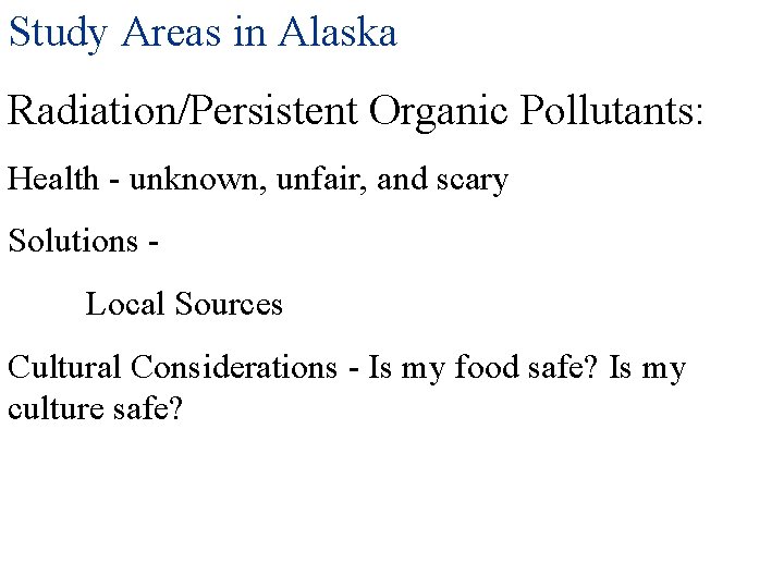 Air Toxics deposition over Alaska 2002 PBT Monitoring