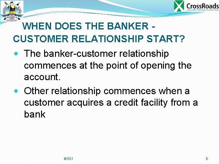 BankerCustomer Relationship Module Five Session One M 5