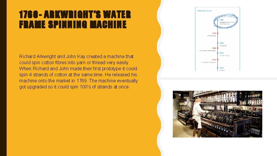 INNOVATION TIMELINE BY ISABELLA OHEARN 1760 ARKWRIGHTS WATER