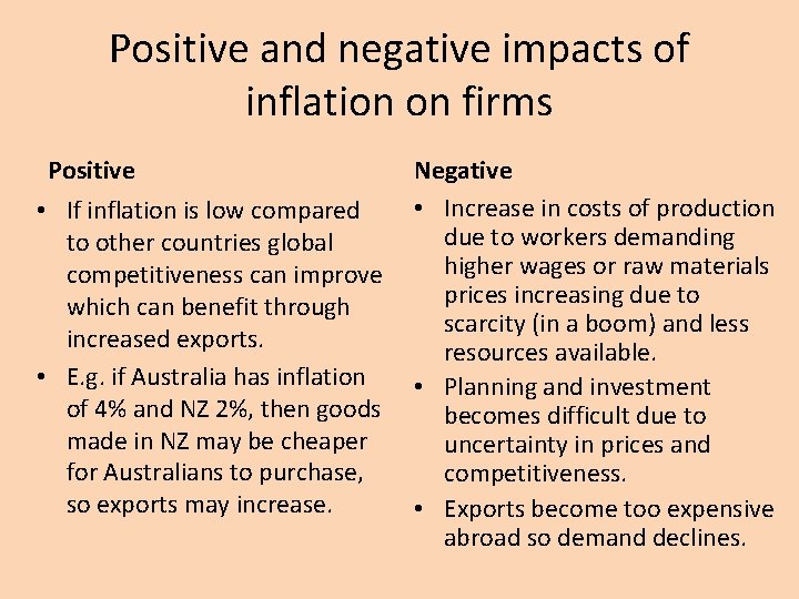 Positive and negative impacts of inflation on households