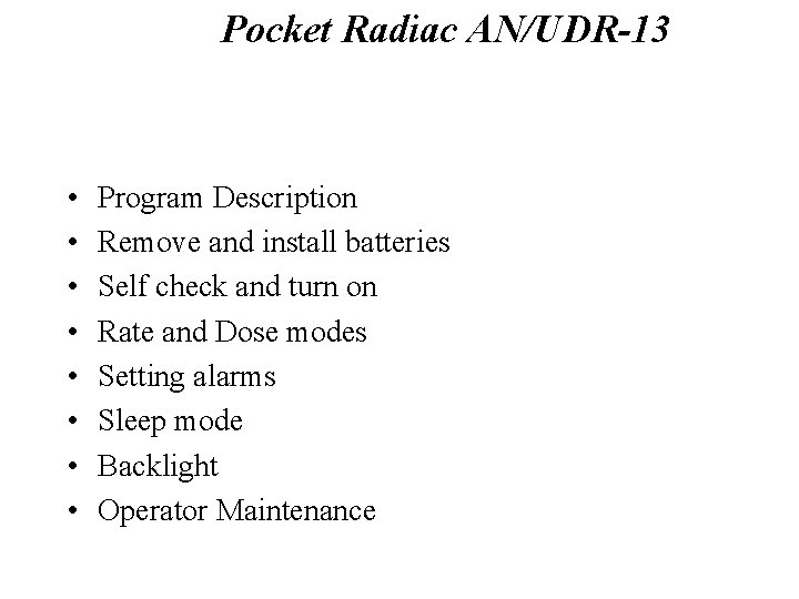 Pocket Radiac ANUDR13 SOLDIER BIOLOGICAL CHEMICAL COMMAND SBCCOM