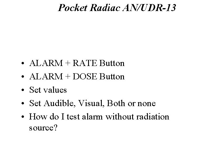 Pocket Radiac ANUDR13 SOLDIER BIOLOGICAL CHEMICAL COMMAND SBCCOM
