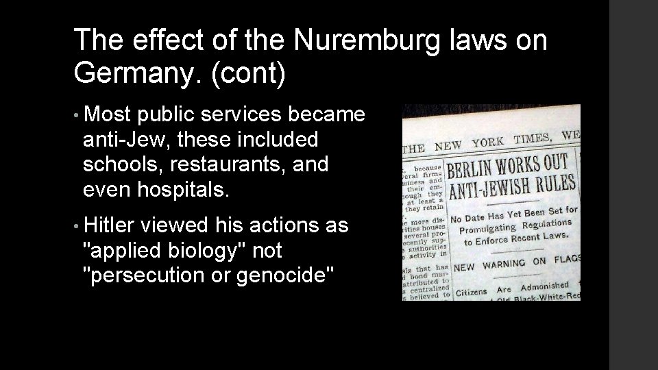 The Nuremberg Laws and their Effects of Eugenics