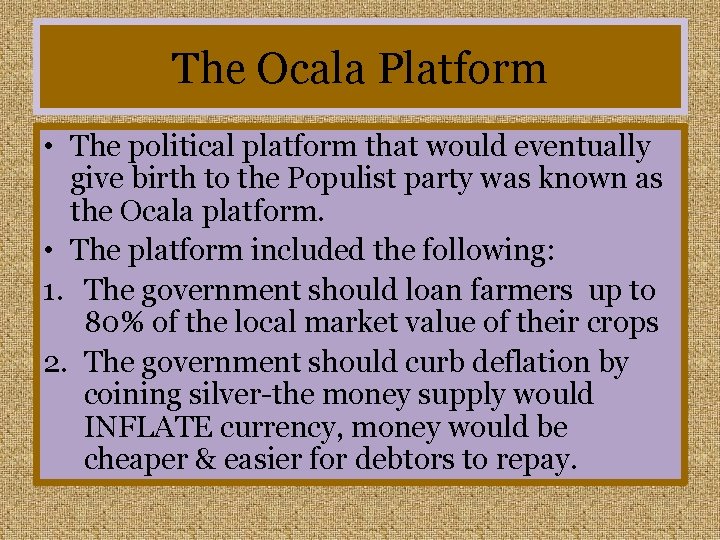 The Populist Crusade How economic problems in the