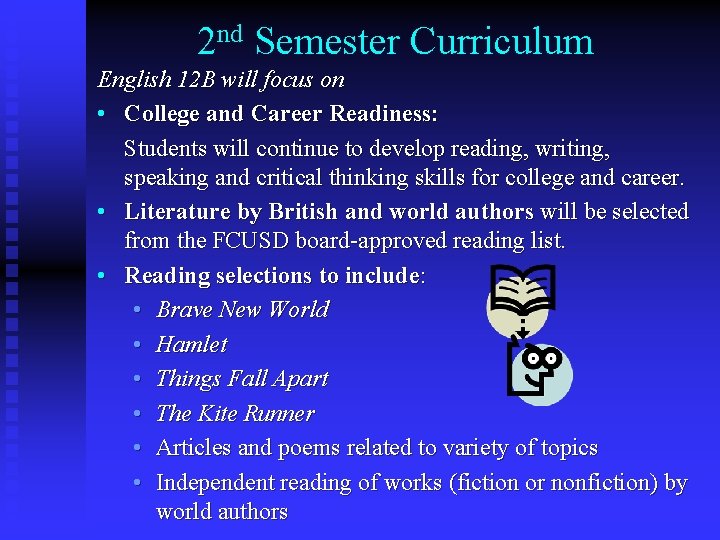 Welcome to Senior English Mrs Malaspino MANBCT Welcome