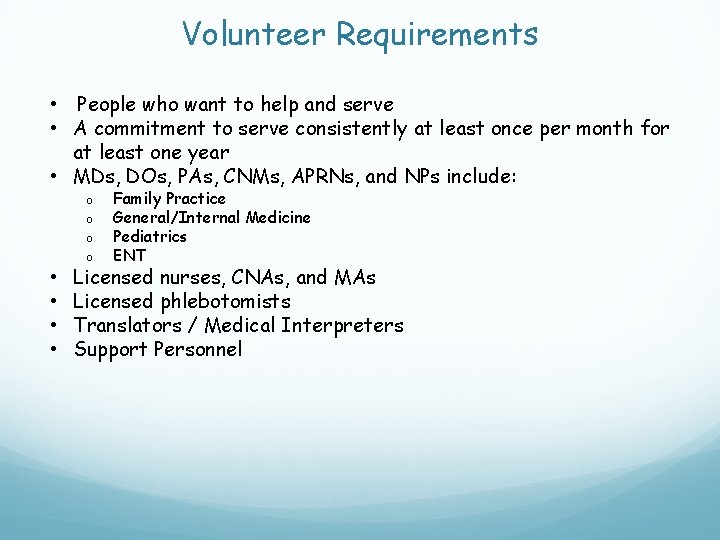 Brief History of the VCC The Volunteer Care