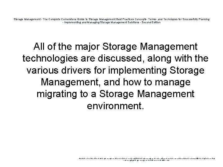 Storage Management The Complete Cornerstone Guide to Storage