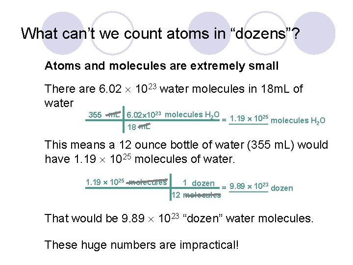 Section 3 6Counting Molecules So the number of